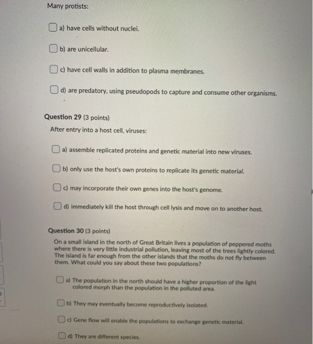Solved Many protists: a) have cells without nuclei. b) are | Chegg.com