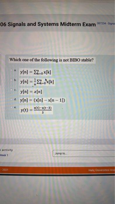 Solved 06 Signals and Systems Midterm Exam 38724− signo | Chegg.com