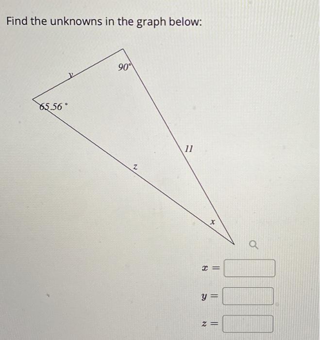 Solved Find the unknowns in the graph below: 90° 65.56° 11 7 | Chegg.com
