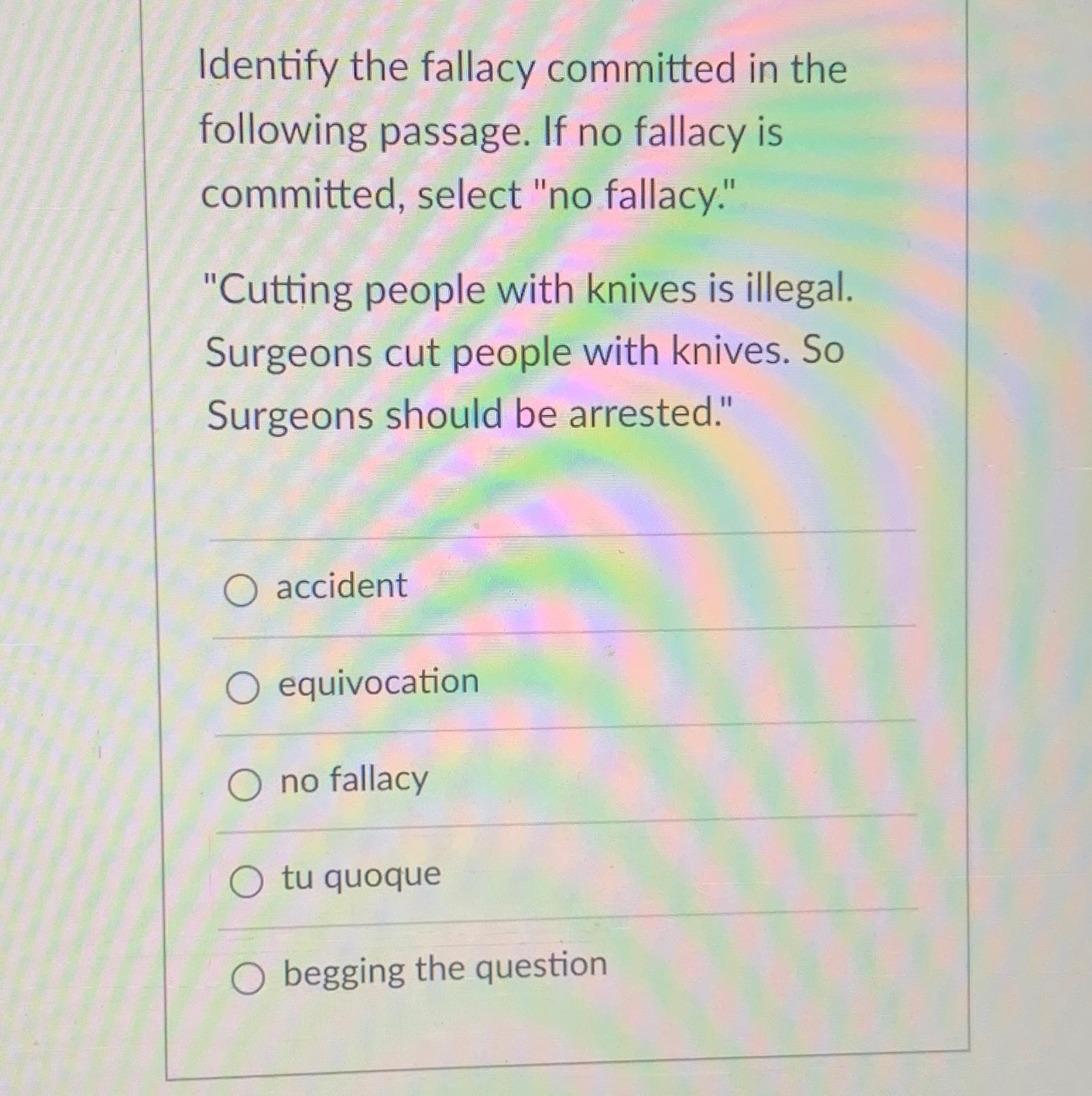 Solved Identify the fallacy committed in the following | Chegg.com
