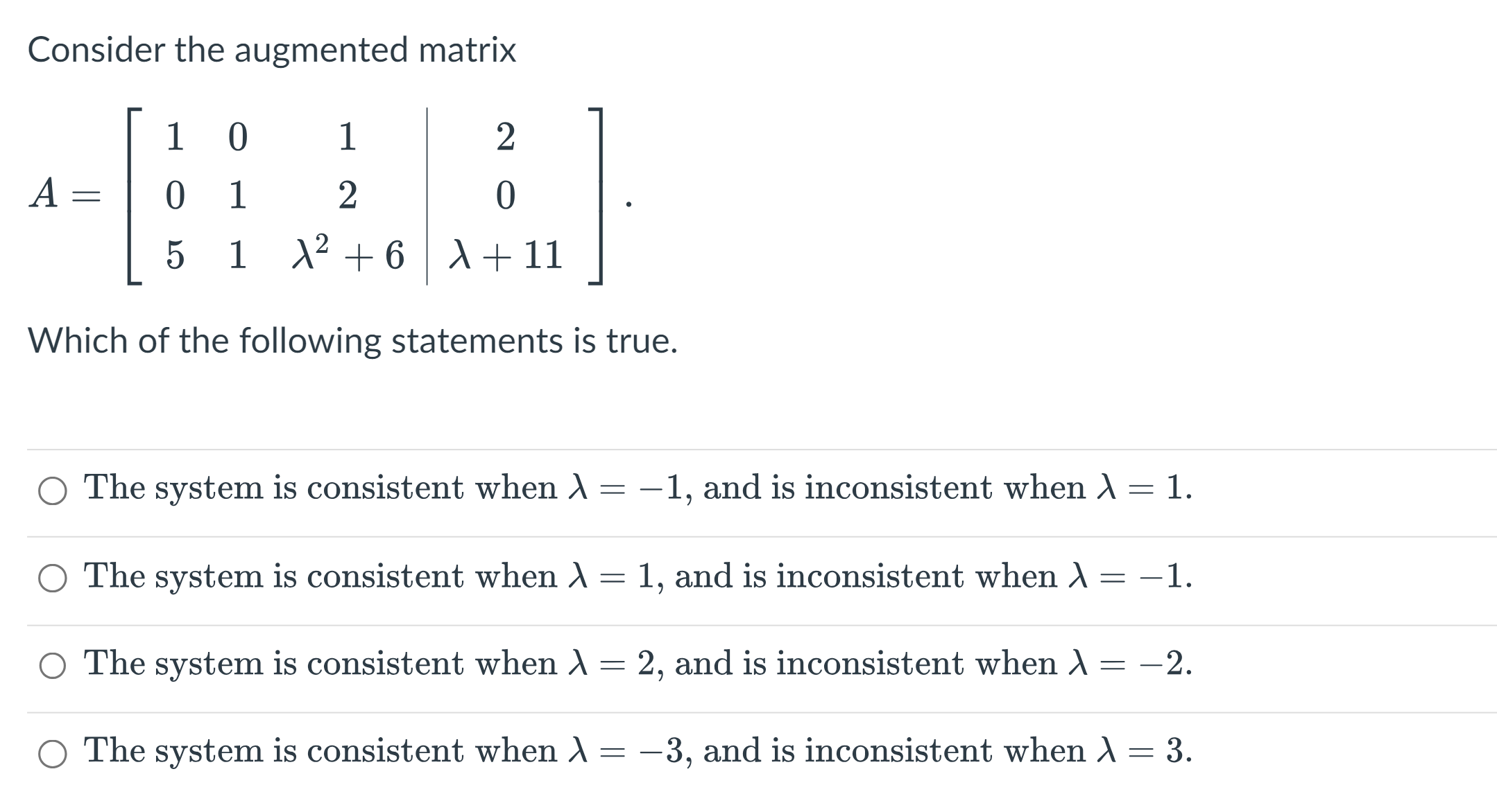 Solved Consider the augmented | Chegg.com