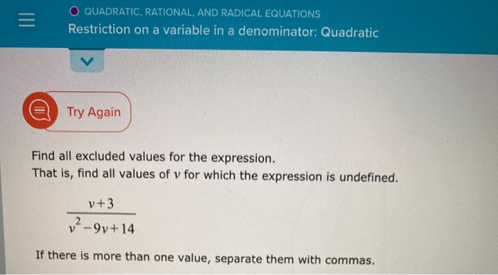 Solved III O QUADRATIC, RATIONAL, AND RADICAL EQUATIONS | Chegg.com