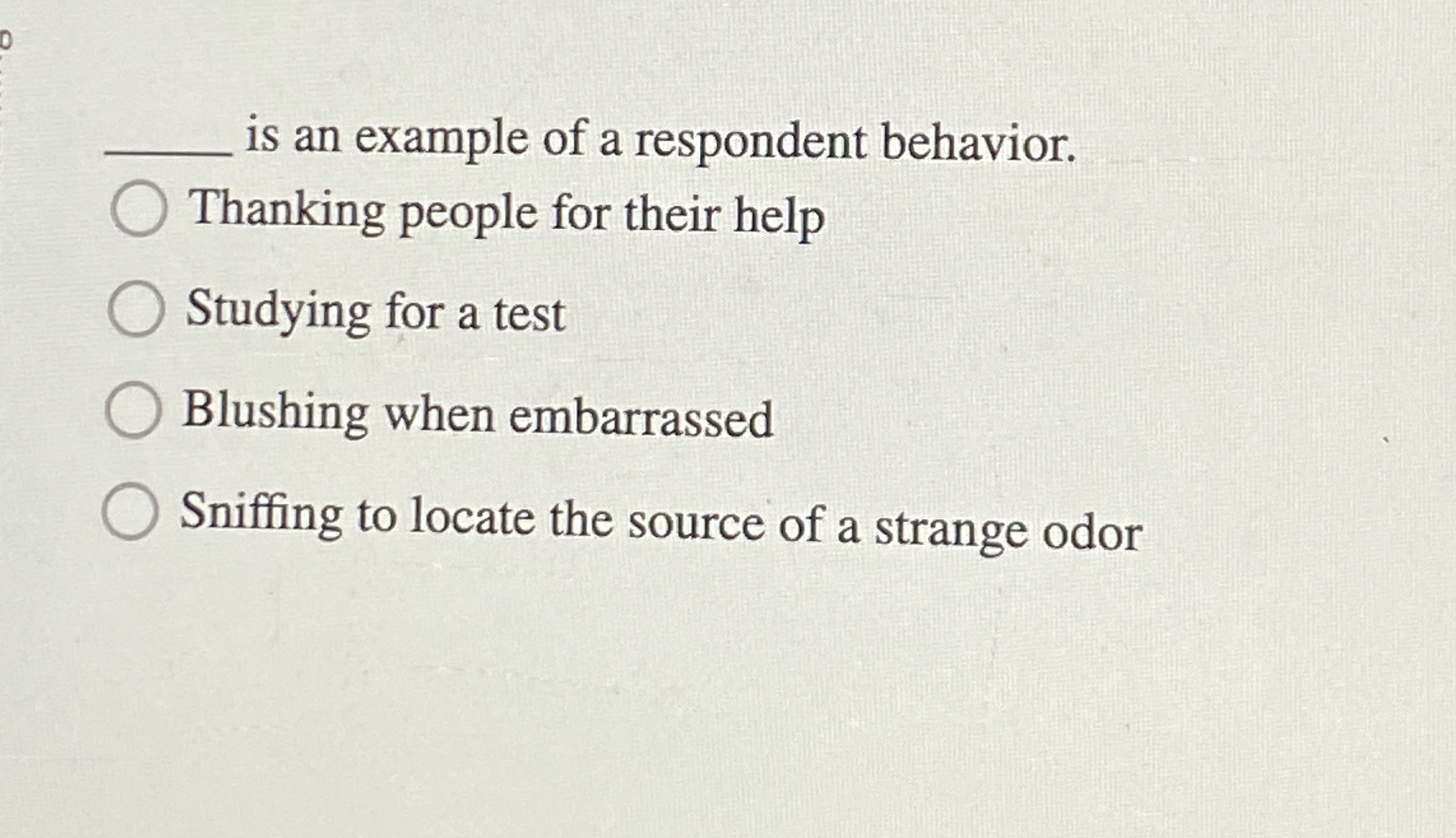 Solved q, ﻿is an example of a respondent behavior.Thanking | Chegg.com