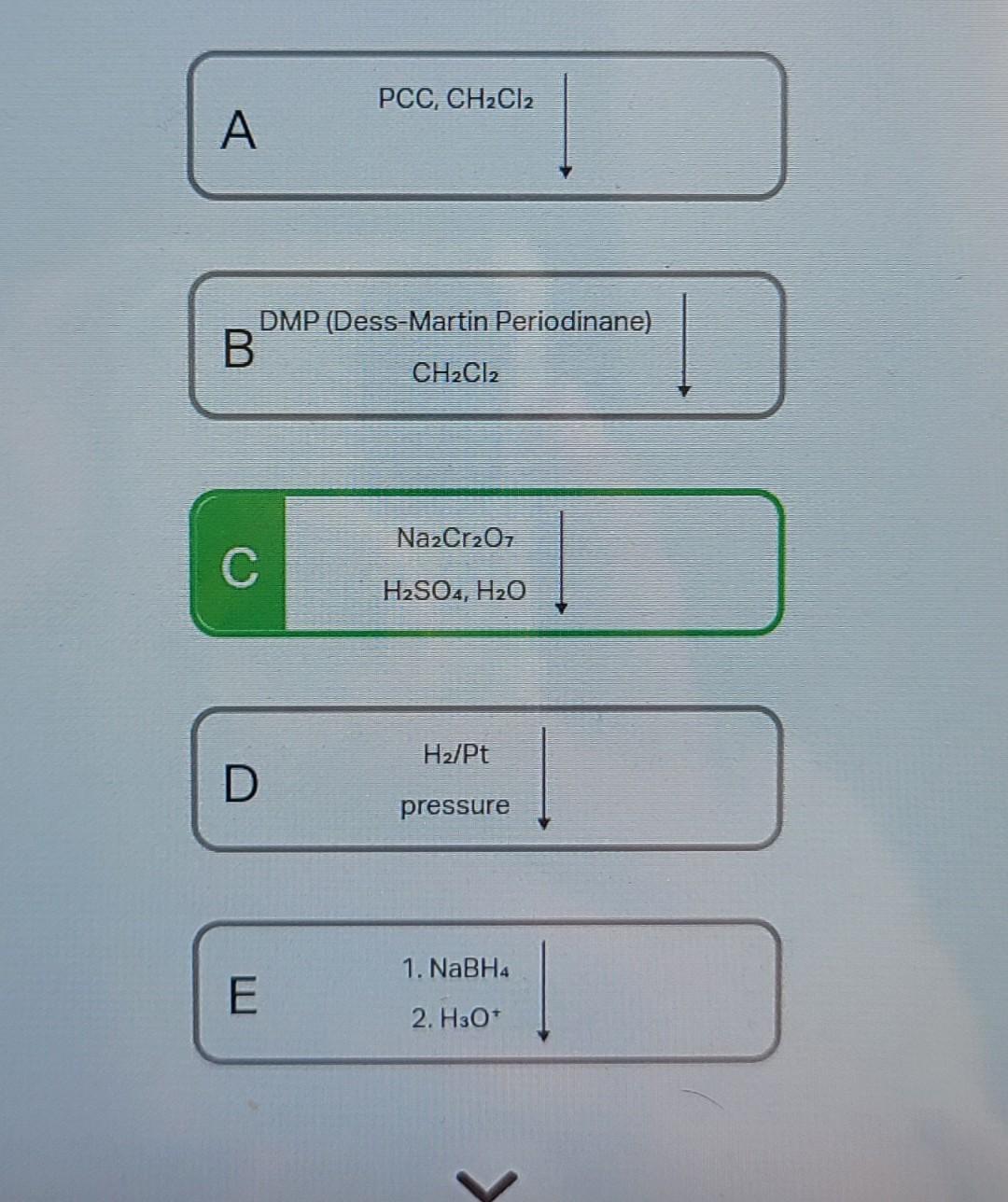 Solved ⊟APCC,CH2Cl2 BDMP (Dess-Martin Periodinane) ( | Chegg.com