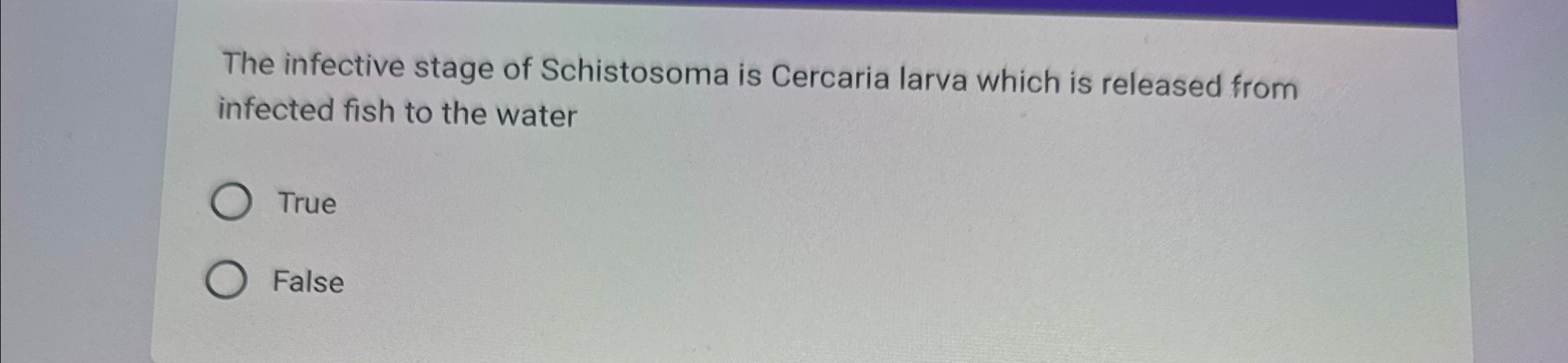 Solved The infective stage of Schistosoma is Cercaria larva | Chegg.com