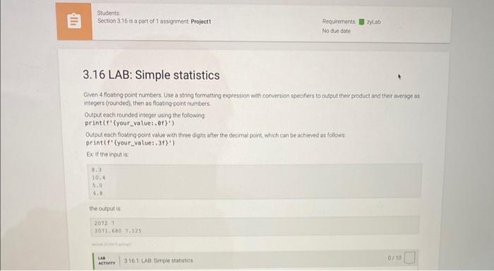 Solved Students Section 316 is a port of 1 assignment | Chegg.com