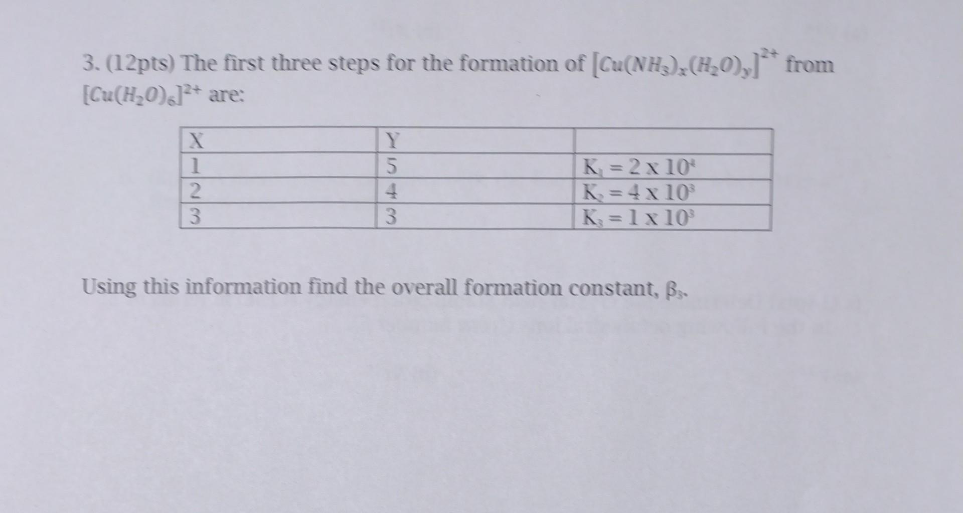 Solved 3. (12pts) The first three steps for the formation of | Chegg.com