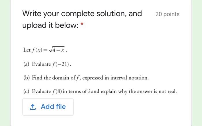 Solved 20 points Write your complete solution, and upload it | Chegg.com