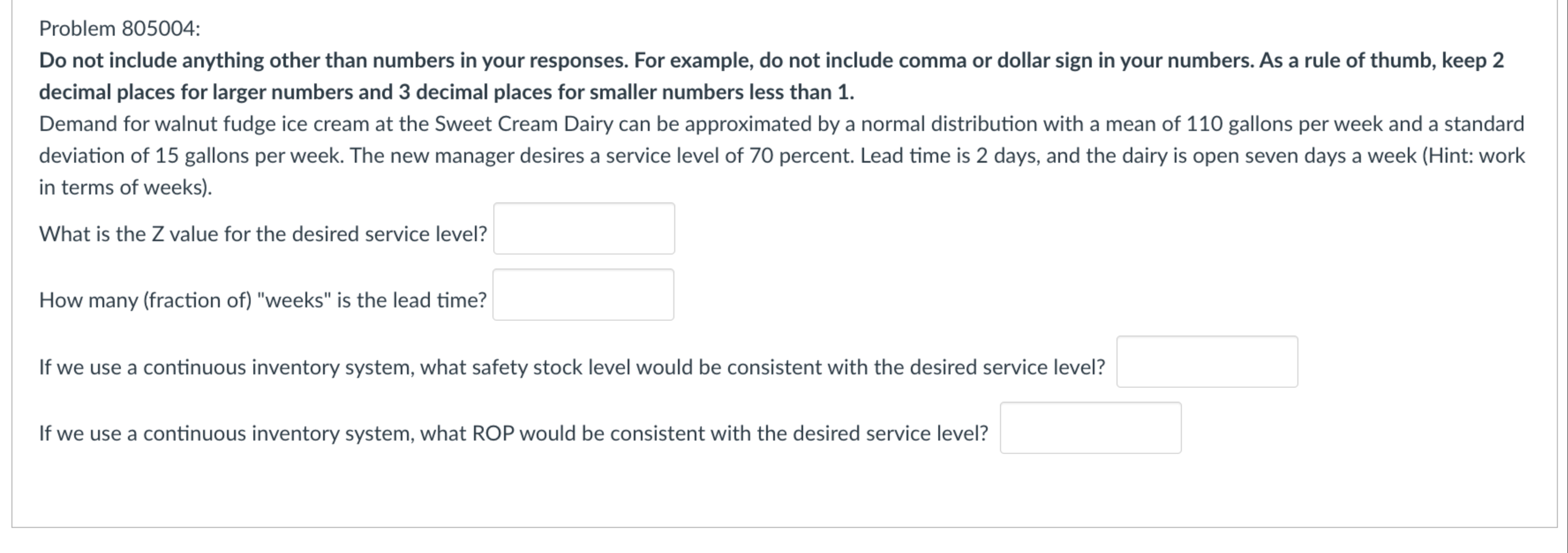 Solved Problem 805004:Do not include anything other than | Chegg.com