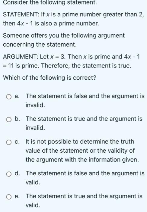 Solved Consider the following statement. STATEMENT: If x is | Chegg.com