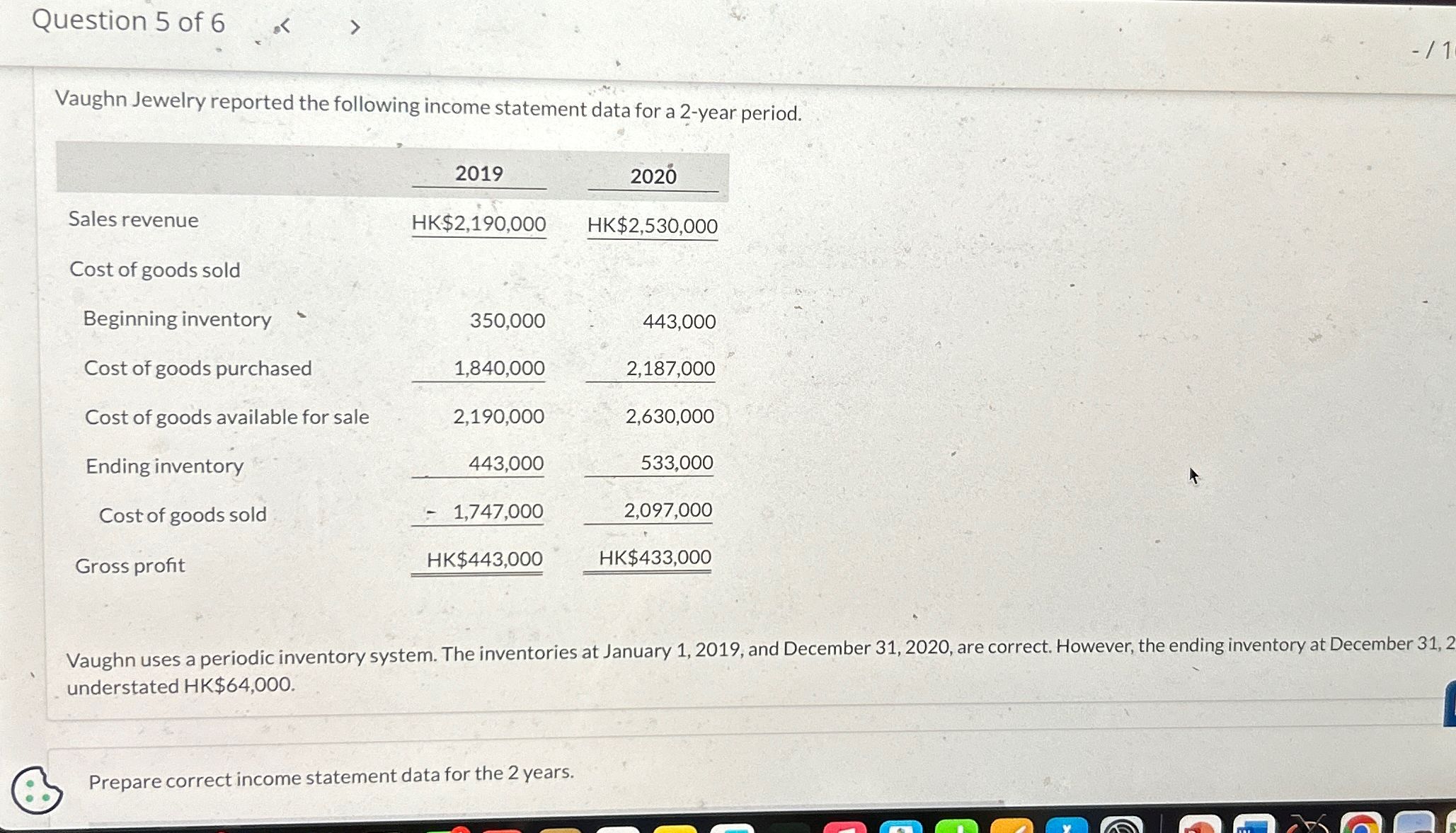 Solved Prepare correct income statement, data for two | Chegg.com