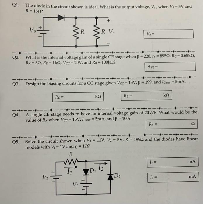 Solved Q1. The diode in the circuit shown is ideal. What is | Chegg.com