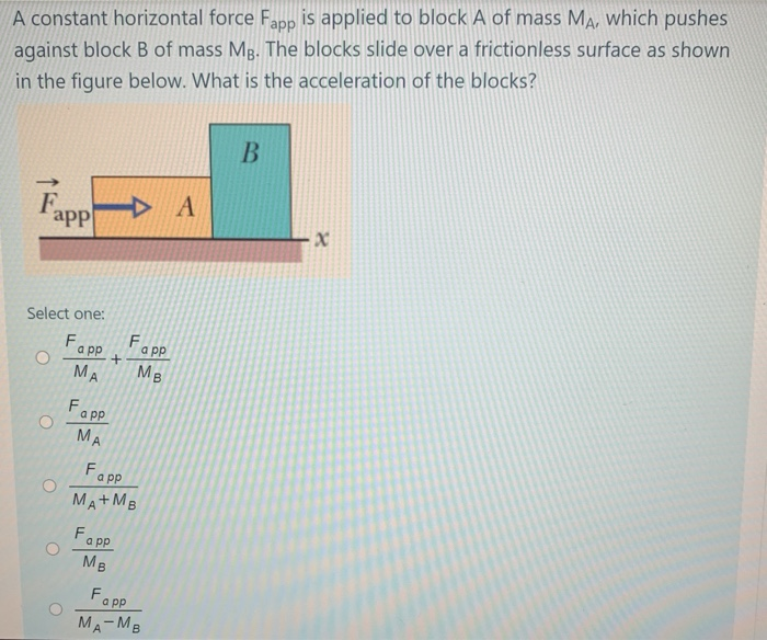 Solved A constant horizontal force Fapp is applied to block | Chegg.com