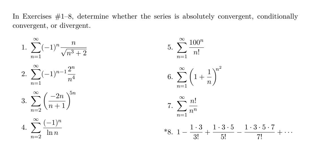 Solved In Exercises \#1-8, determine whether the series is | Chegg.com