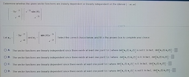 Solved Determine whether the given vector functions are | Chegg.com