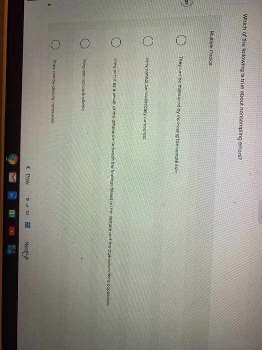 Solved Which of the following is true about nonsampling | Chegg.com