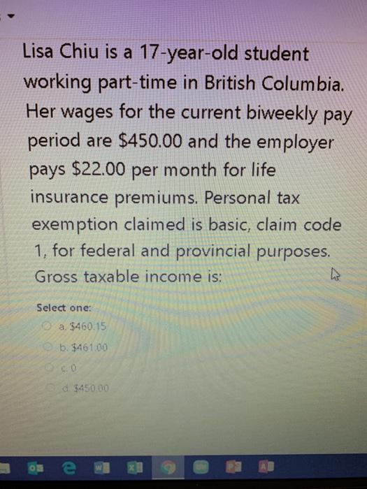 Solved Courses on Lisa Chiu is a 17-year-old student working | Chegg.com