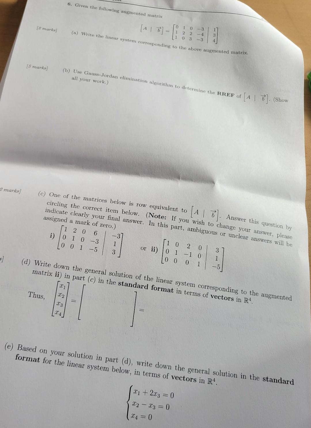 Solved (a) Write the linear system corresponding to the | Chegg.com