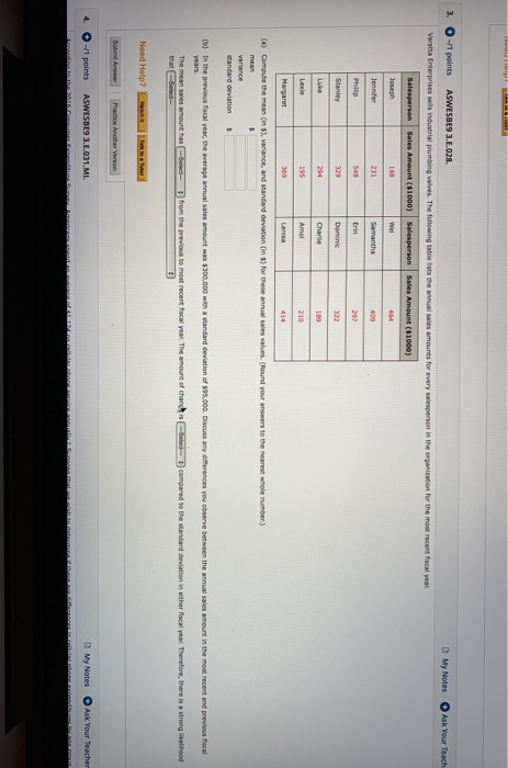Solved 3. - 1 points ASWESBE9 3.E.028. My Notes Ask Your | Chegg.com Solved 3. - 1 points ASWESBE9 3.E.028. My Notes Ask Your | Chegg.com