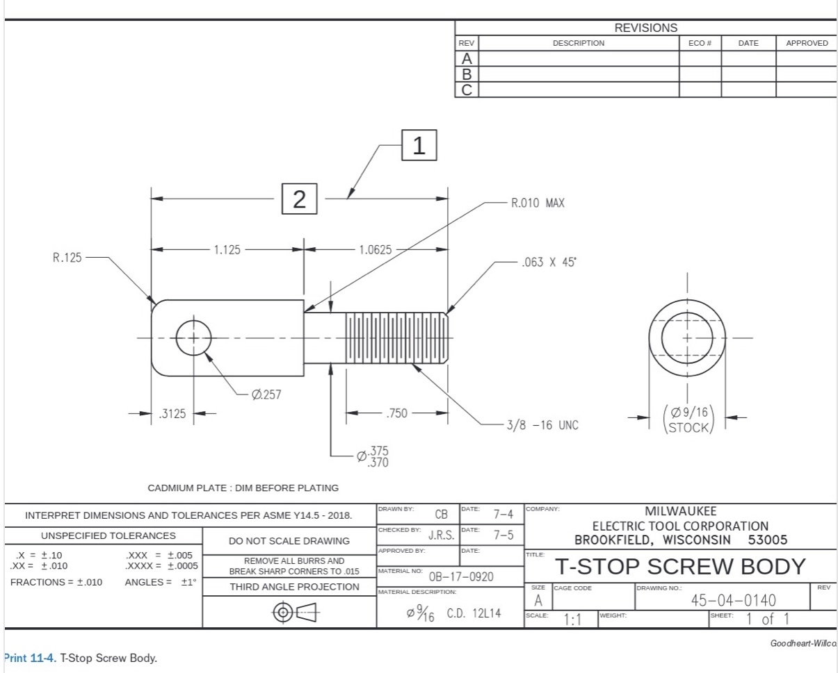 Solved ACTIVITY 11-4T-Stop Screw BodyRefer to Activity Print | Chegg.com
