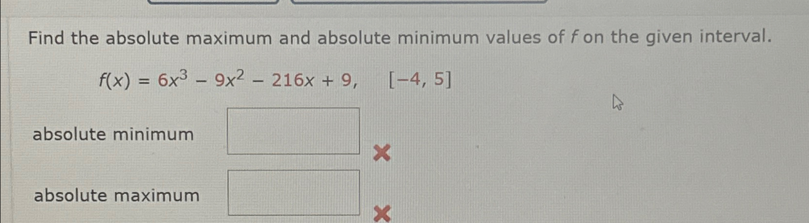 Solved Find the absolute maximum and absolute minimum values | Chegg.com