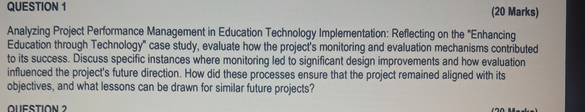Solved QUESTION 1(20 ﻿Marks)Analyzing Project Performance | Chegg.com