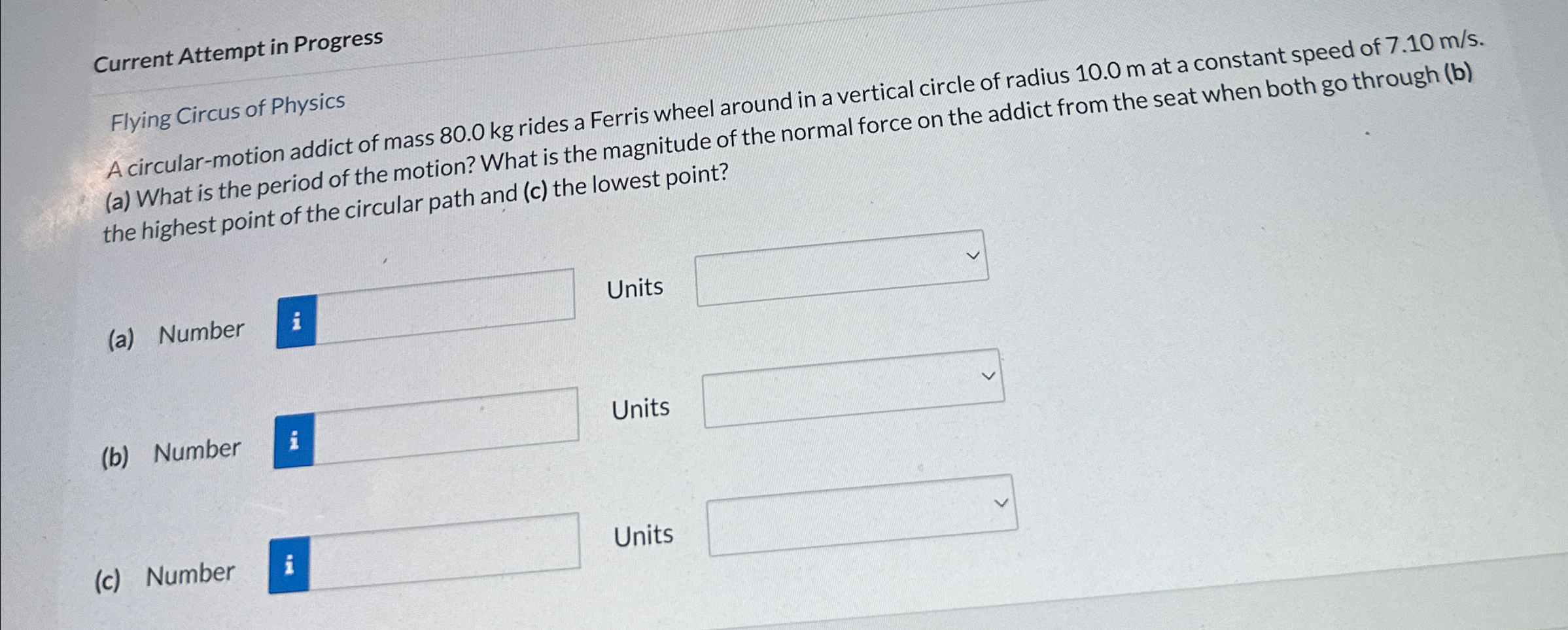 Solved Current Attempt in ProgressFlying Circus of PhysicsA | Chegg.com