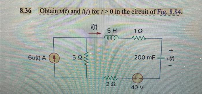 Solved 36 Obtain v(t) and i(t) for t>0 in the circuit of | Chegg.com