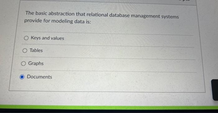 Solved The basic abstraction that relational database | Chegg.com