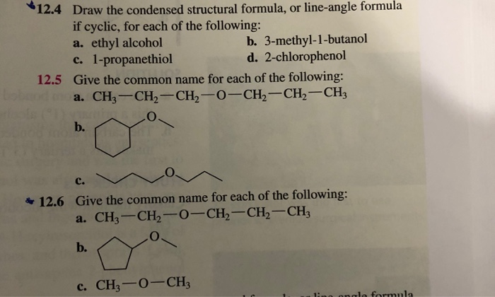 Solved $12.4 Draw the condensed structural formula, or | Chegg.com