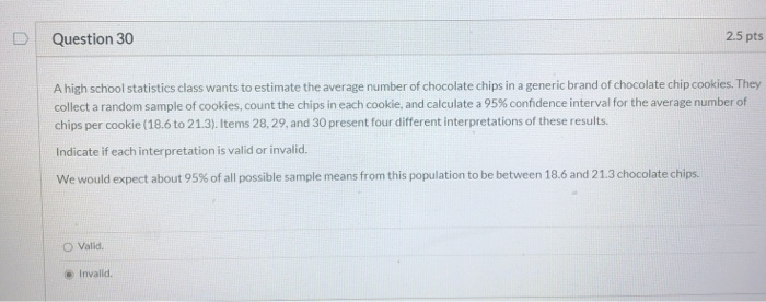 Solved Question 30 2.5 pts A high school statistics class | Chegg.com