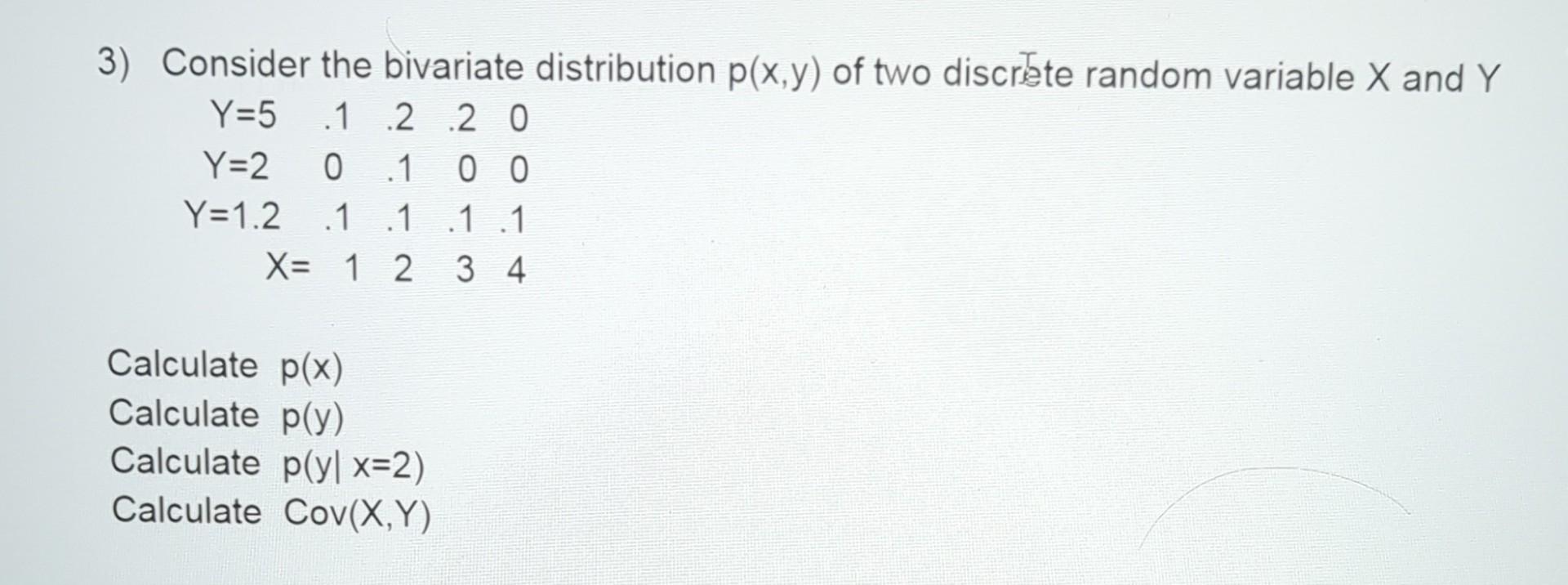 Solved 3) Consider the bivariate distribution p(x,y) of two | Chegg.com