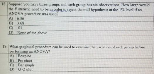 Solved 18 Suppose you have three groups and each group has | Chegg.com