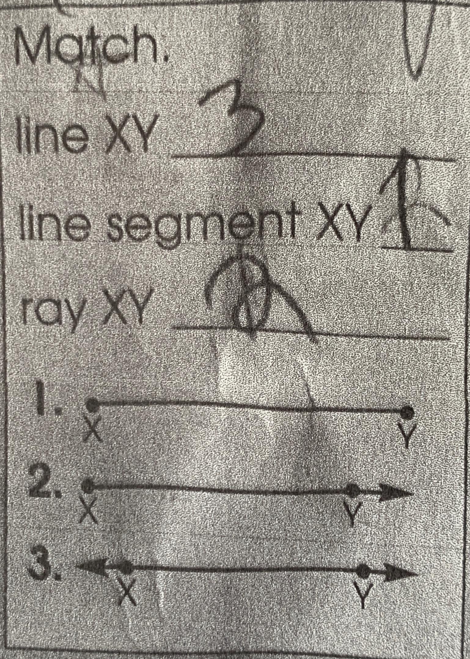 Solved Match ﻿line xYline segment xy1ray xY1.2.3. | Chegg.com