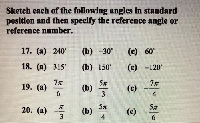 Solved Sketch each of the following angles in standard | Chegg.com