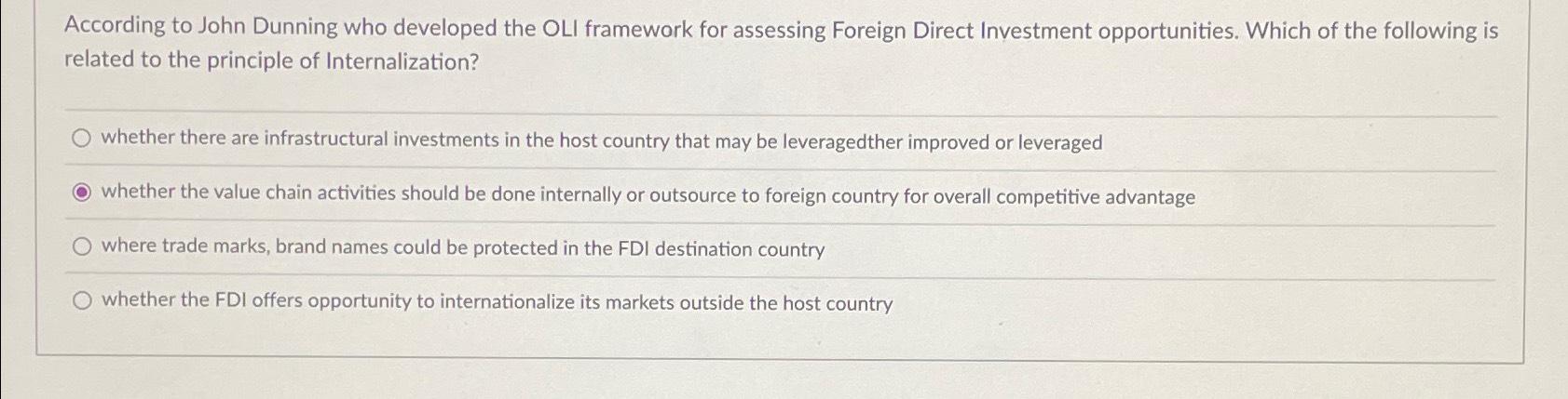 Solved According to John Dunning who developed the OLI | Chegg.com