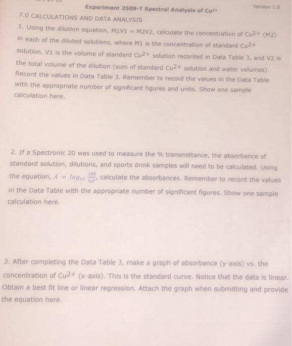Solved 6.0 DATA RECORDING SHEET Data Table 1. CuSO4 + KOH | Chegg.com