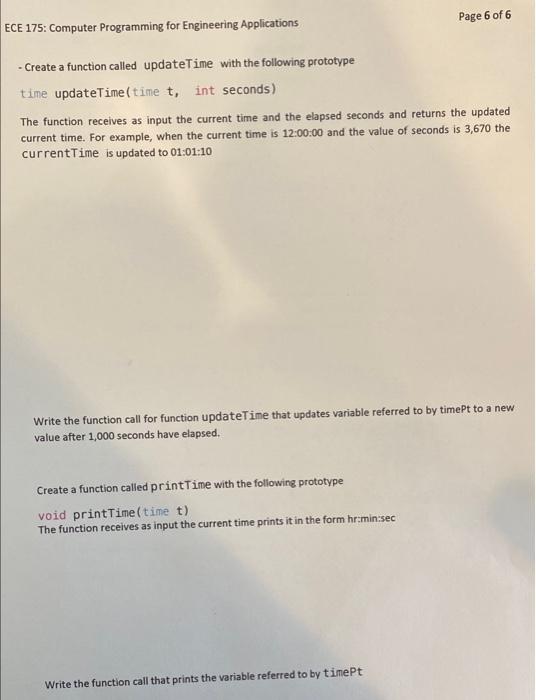 Solved Page 6 of 6 ECE 175: Computer Programming for | Chegg.com