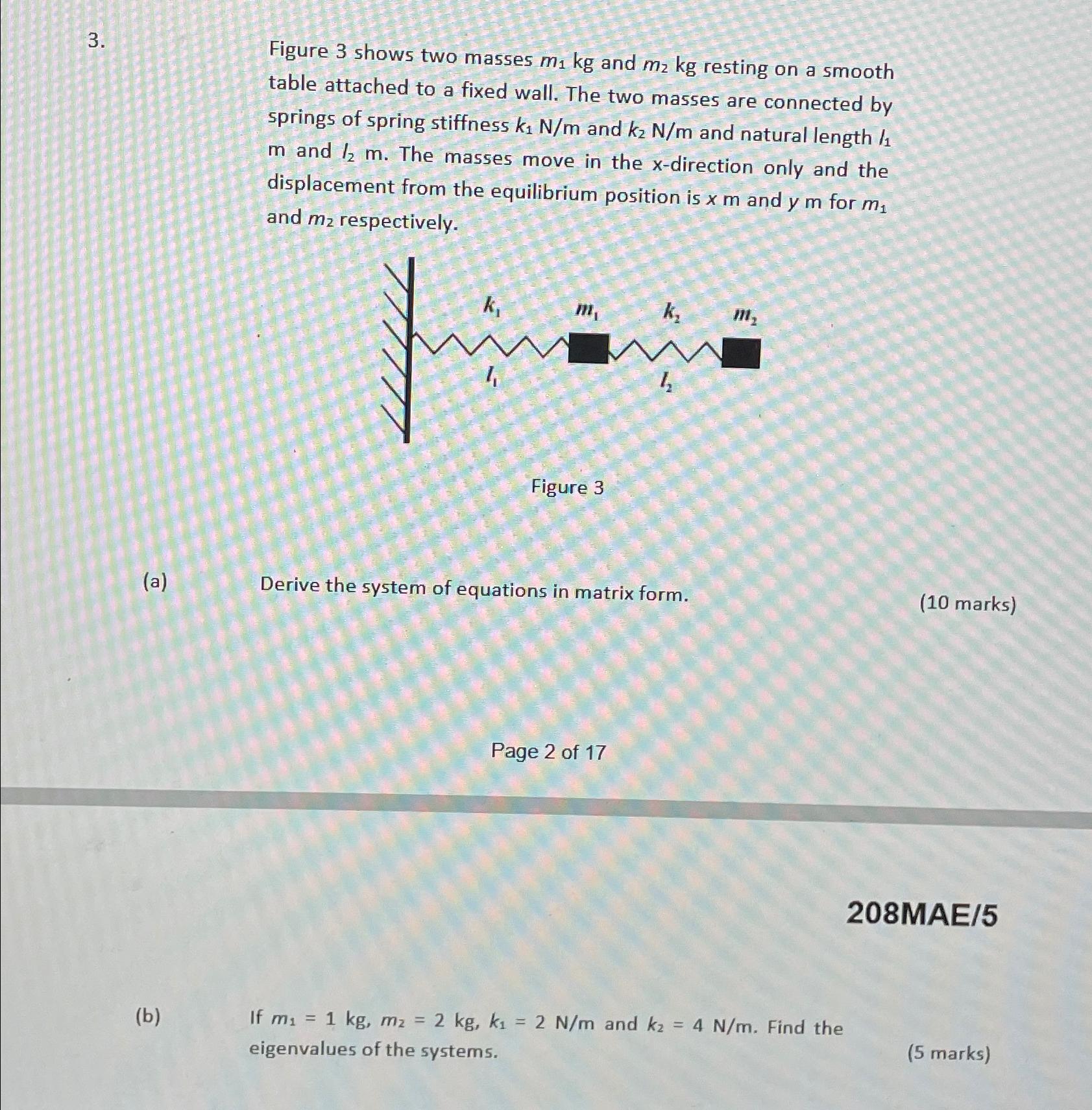 Solved Figure 3 ﻿shows two masses m1kg ﻿and m2kg ﻿resting on | Chegg.com