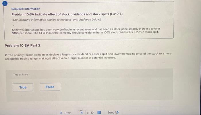 Solved Problem 10-3A Indicate effect of stock dividends and | Chegg.com