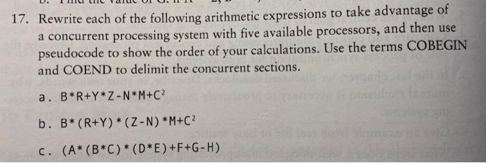 Solved 17. Rewrite each of the following arithmetic | Chegg.com