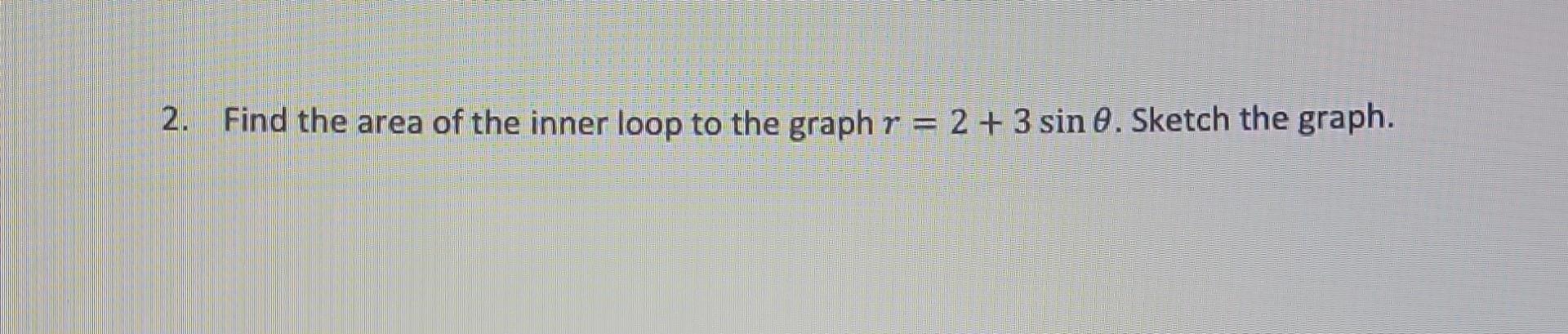 Solved 2. Find the area of the inner loop to the graph | Chegg.com