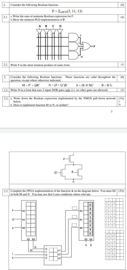 Solved [5] 2 Consider the following Boolean function F = | Chegg.com