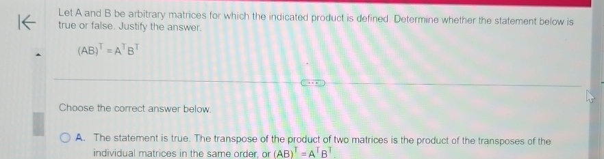 Solved Let A And B ﻿be Arbitrary Matrices For Which The 3638