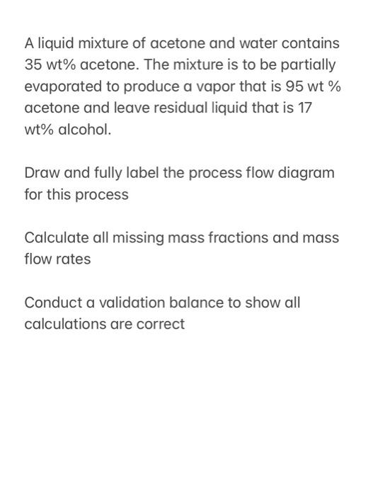 Solved A liquid mixture of acetone and water contains 35 wt% | Chegg.com
