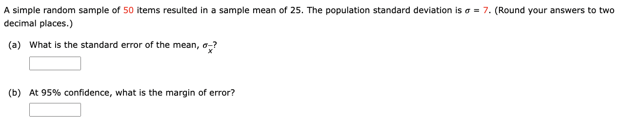 Solved A simple random sample of 50 ﻿items resulted in a | Chegg.com