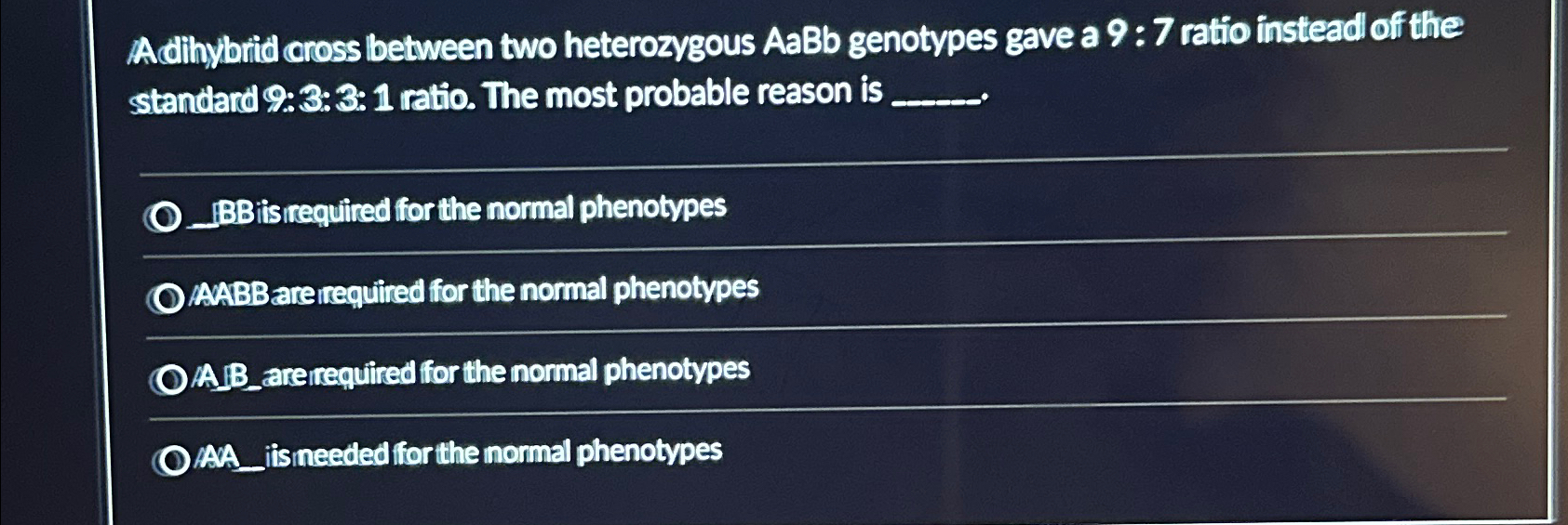 Solved Adilhybrid cross between two heterozygous AaBb | Chegg.com