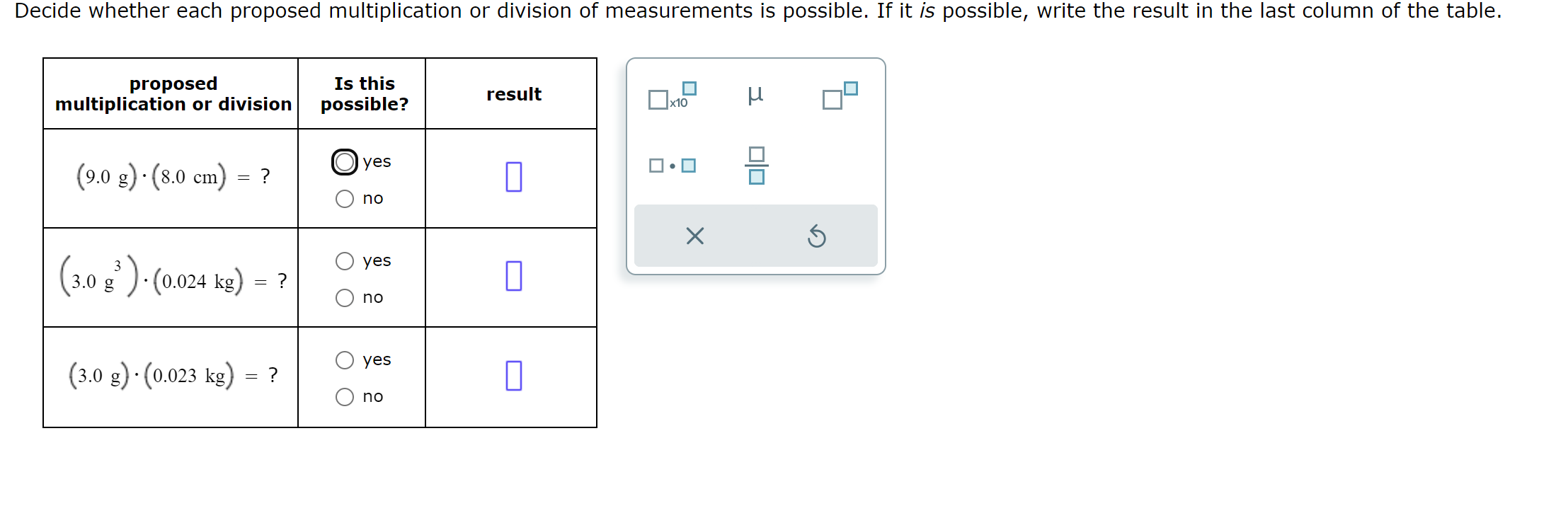 Solved Decide whether each proposed multiplication or | Chegg.com