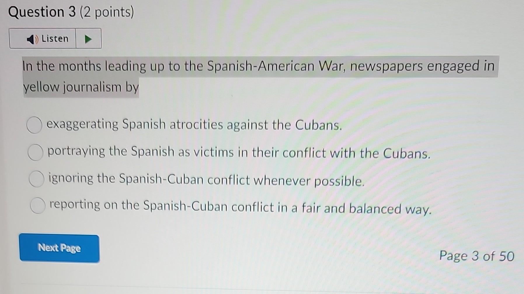In the months leading up to the Spanish-American War, | Chegg.com
