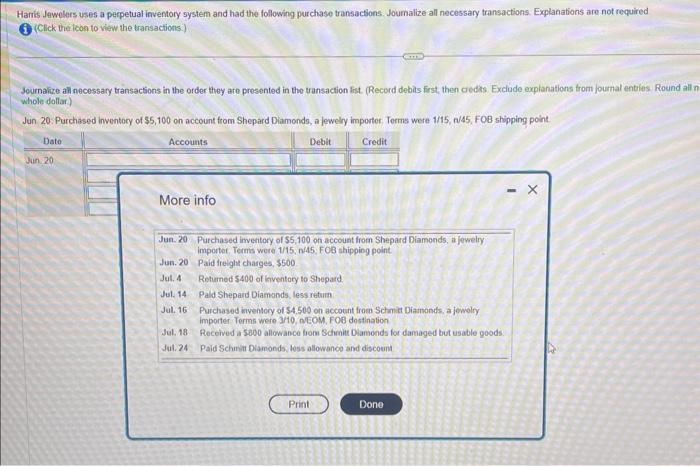 Solved Harris Jewelers uses a perpetual inventory system and | Chegg.com Solved Harris Jewelers uses a perpetual inventory system and | Chegg.com